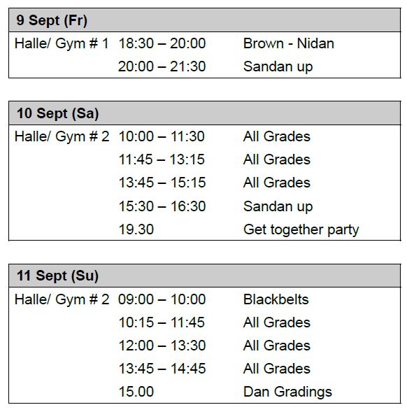 Sommer Gasshuku Goju-Ryu Karate Hamburg 9-11 Sept 2022 Trainingsplan ...